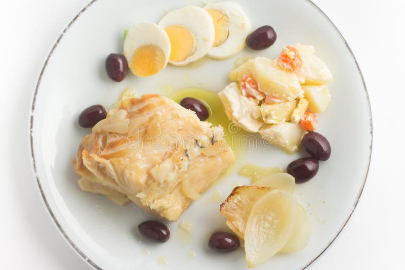 Meal of Boiled Cod Fish stock image. Image of fillet - 83140451