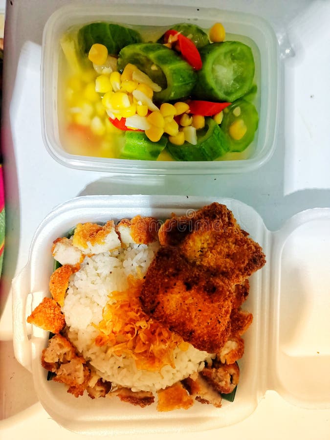 Meal Chicken Nugget with Rice and Oyong Soup Stock Photo - Image of ...