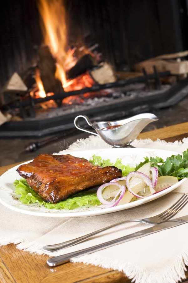 Meal by fireplace stock photo. Image of appealing, diet - 9209630
