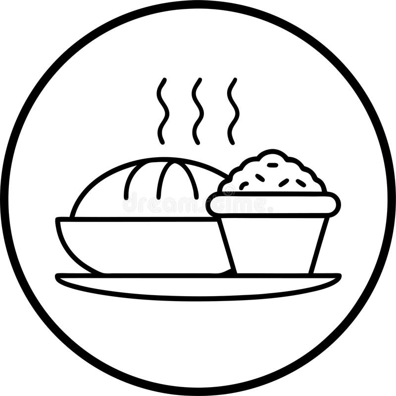 Meal Icon Vector Art Illustration Black and White Stock Vector ...