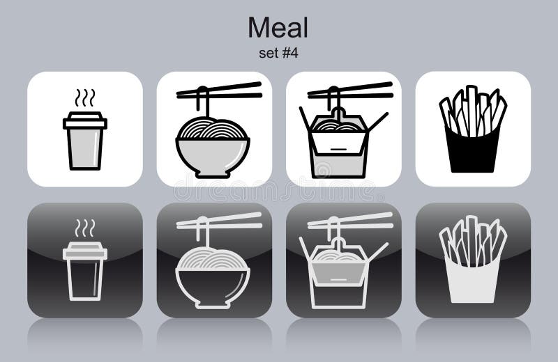 Meal icons stock vector. Illustration of monochrome, noodles - 46135133