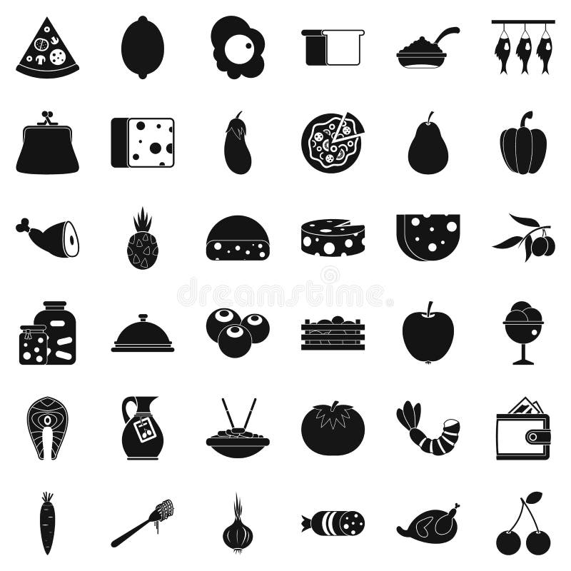 Meal Icons Set, Simple Style Stock Vector - Illustration of eating ...