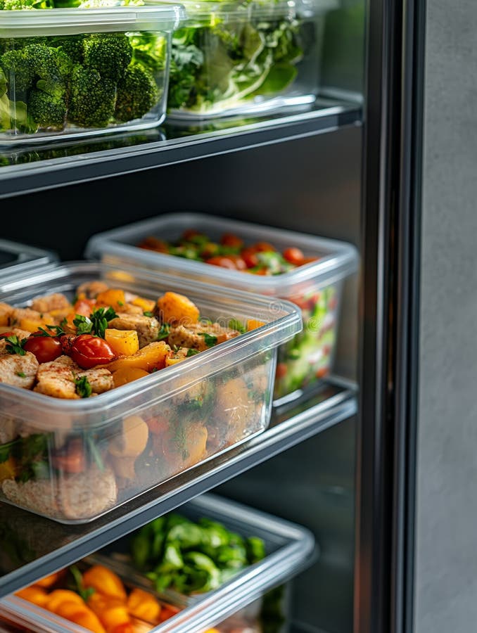 Meal Prep Containers Fridge Filled Vegetables Meals Stock Photos - Free ...