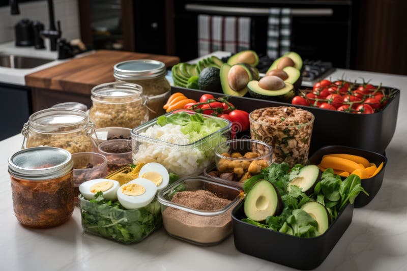 Meal Prep on the Go, with Ingredients and Containers Ready for Quick ...