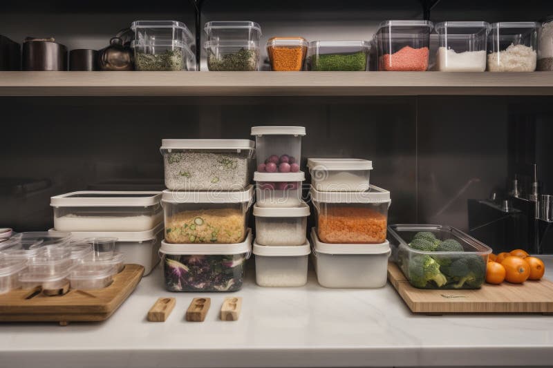 Meal Prep Station with Ingredients, Cooking Tools, and Storage ...