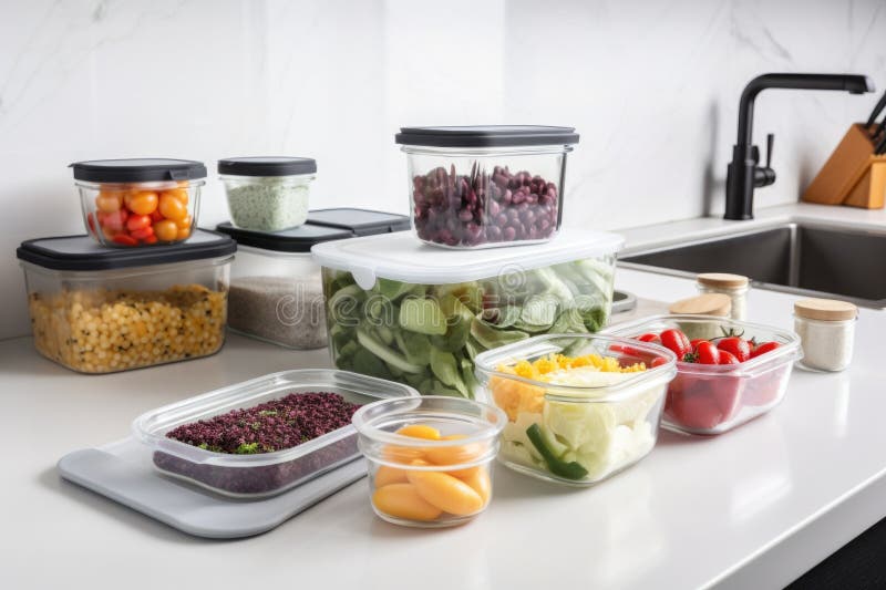 Meal Prep Station with Ingredients, Tools, and Containers for Healthy ...