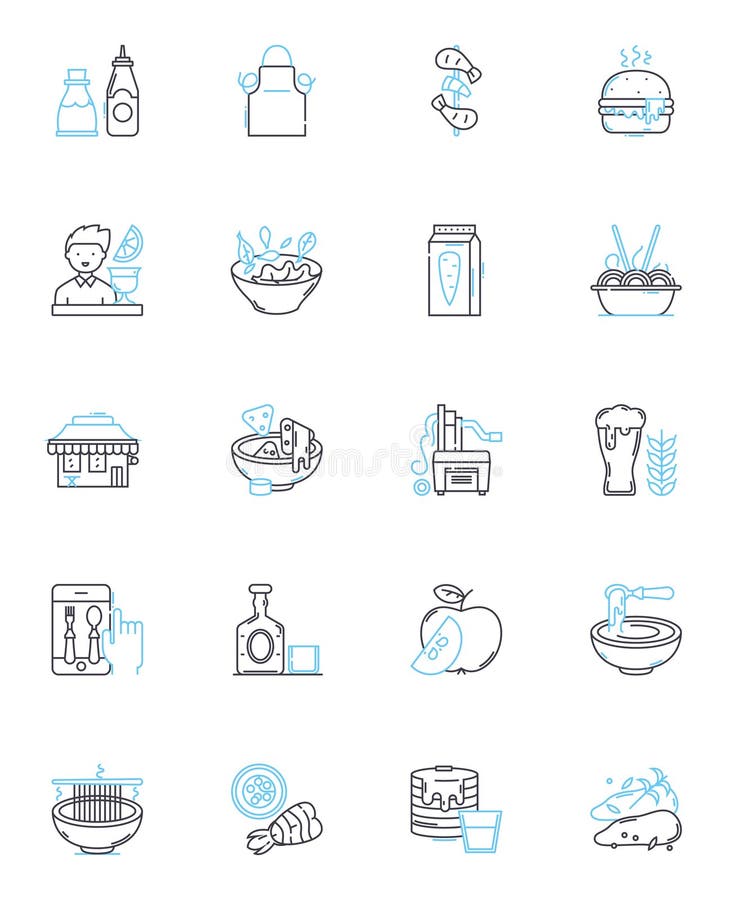 Meal Selection Linear Icons Set Cuisine Diet Menu Options Selection Taste Flavor Line