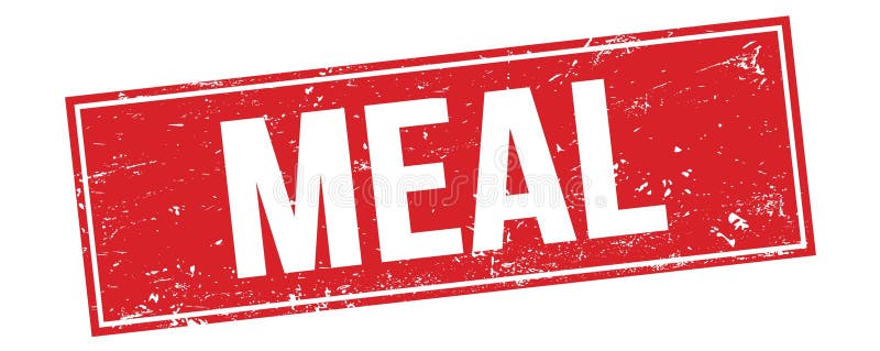 MEAL Text on Red Grungy Rectangle Stamp Stock Illustration ...