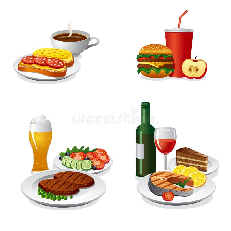 Daily meals icon set stock illustration. Illustration of salad - 31472416