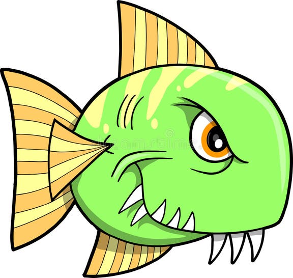 Mean Fish Vector Illustration Stock Vector - Illustration of ocean ...
