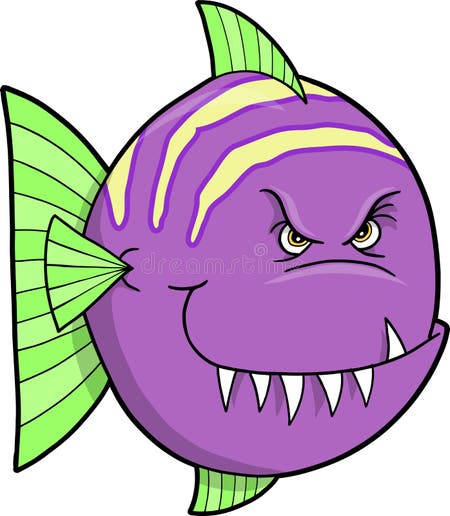 Mean Fish Vector Illustration Stock Vector - Illustration of vector ...
