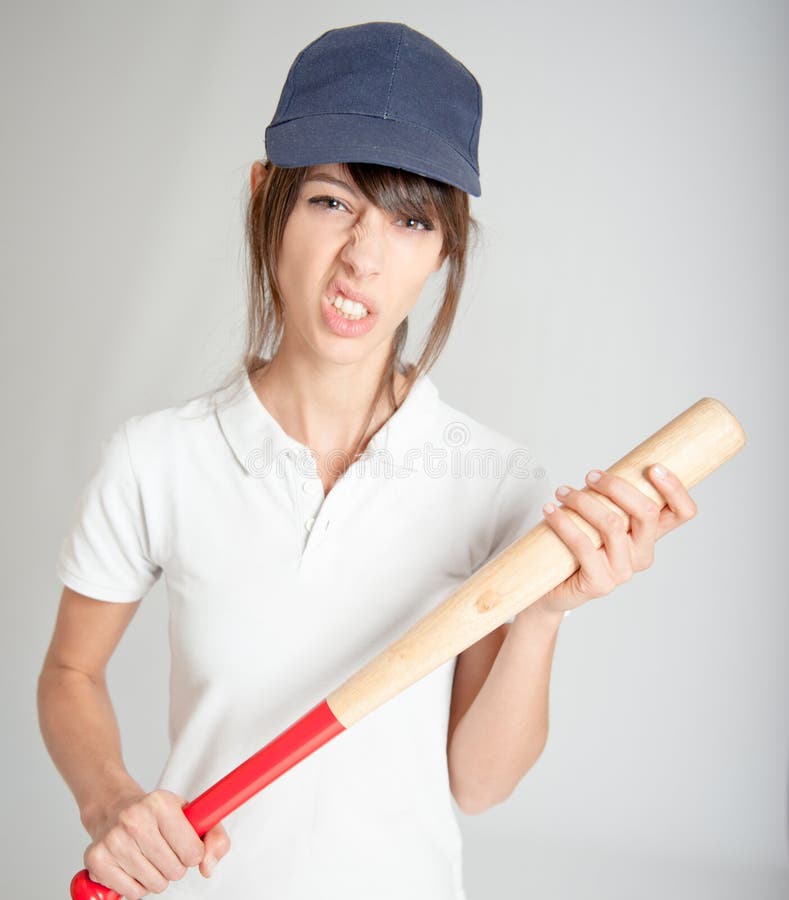 Mean girl with bat stock photo. Image of baseball, thin - 26823830