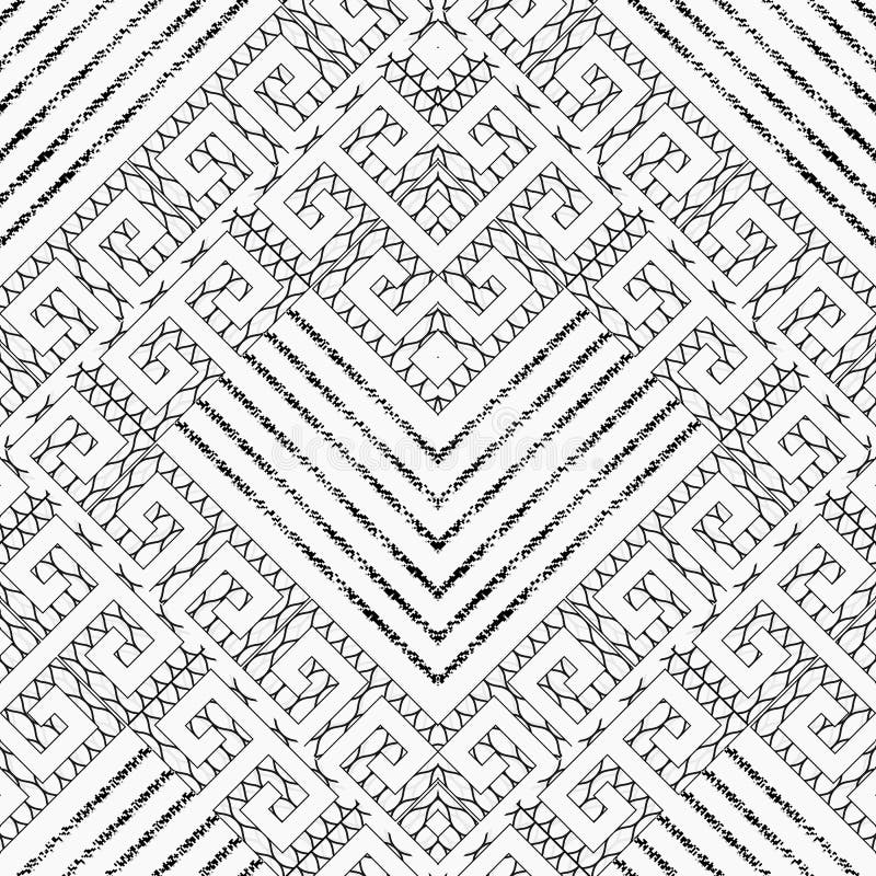 Meander Greek Key Black White Seamless Pattern. Vector Geometric Stock ...