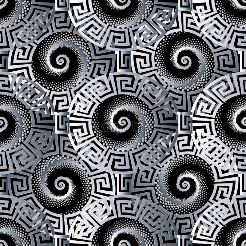 Meander Greek Key Circles Seamless Pattern. Vector Geometric Abs Stock ...