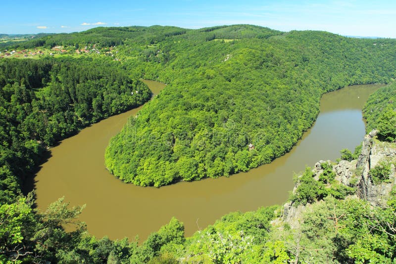 Meander of river Moldau stock image. Image of winter - 47903195