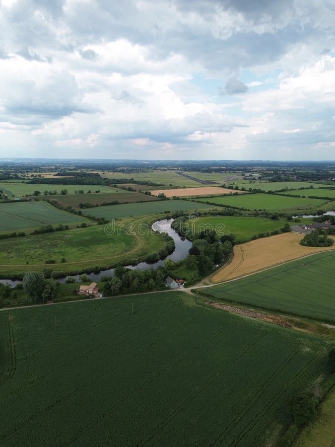 Meander on the River in Thorpe Underwood, View from Above Stock Image ...