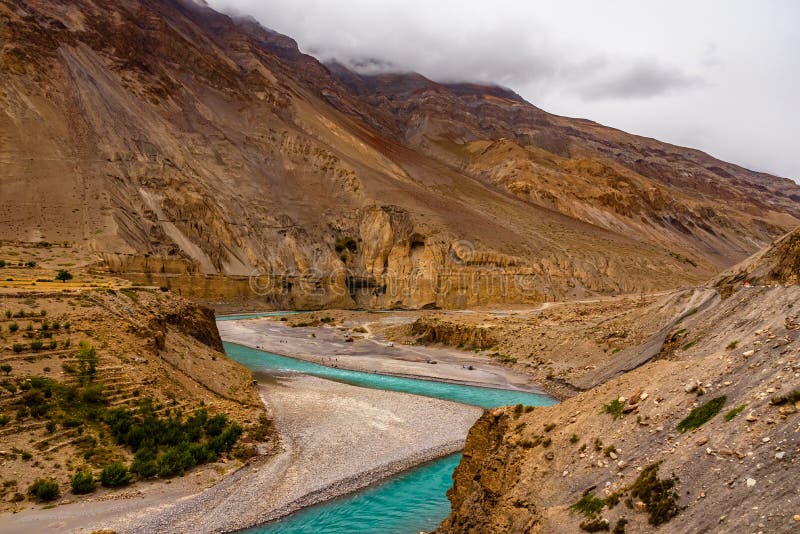 Meander, Spiti River Valley Stock Photo - Image of himalayas, bank ...