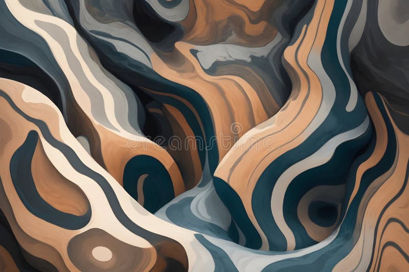 A Meandering Pattern of Abstract Shapes, Cascading Down a Rocky Cliff ...