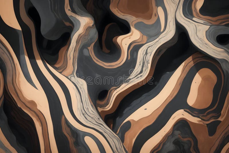 A Meandering Pattern of Abstract Shapes, Cascading Down a Rocky Cliff ...