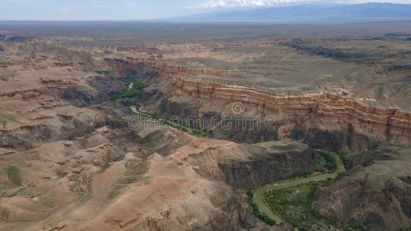 A Meandering River in the Gorge of a Large Canyon Stock Photo - Image ...