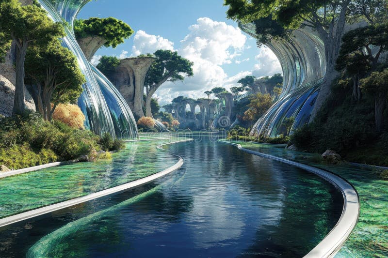 Stunning River Winds through Surreal Landscape of Glassy Formations and ...