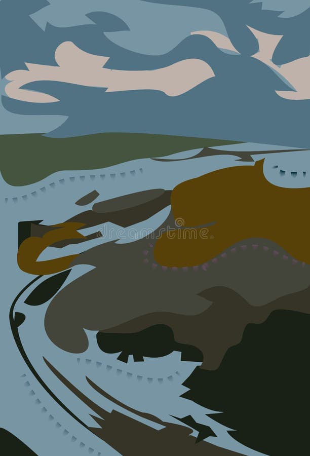 Meandering river stock vector. Illustration of rock - 178324301