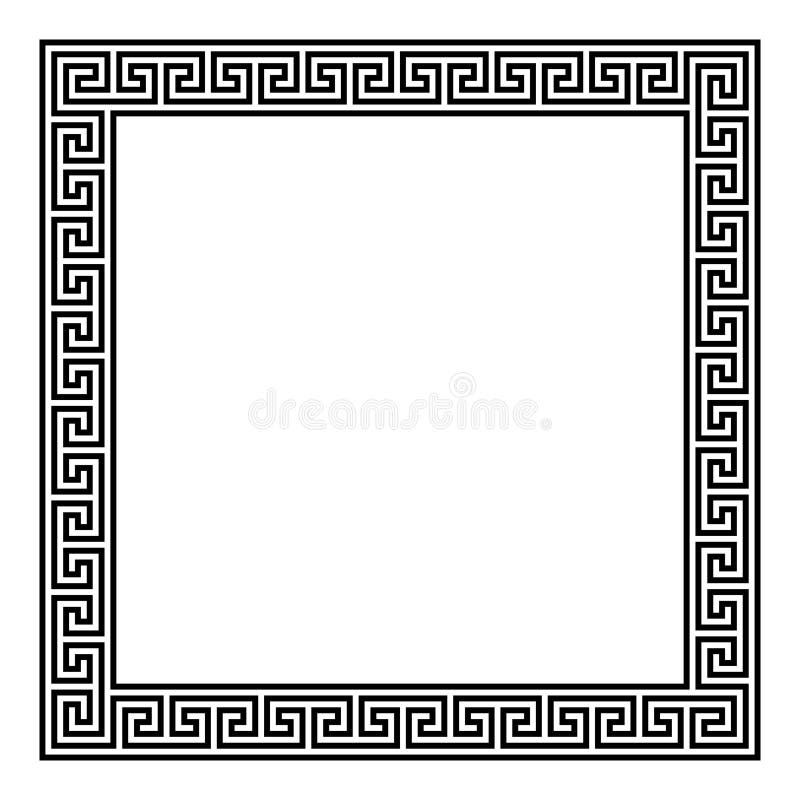 Meander Pattern, Circle Frame and Border with Cross Symbols Stock ...
