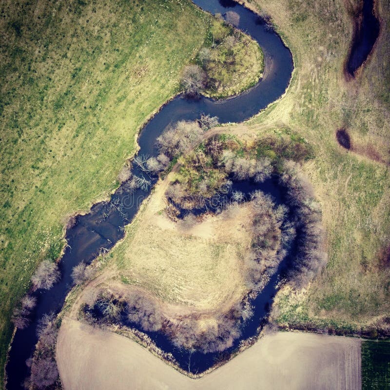 Meanders of the river Leba stock image. Image of meanders - 217370091