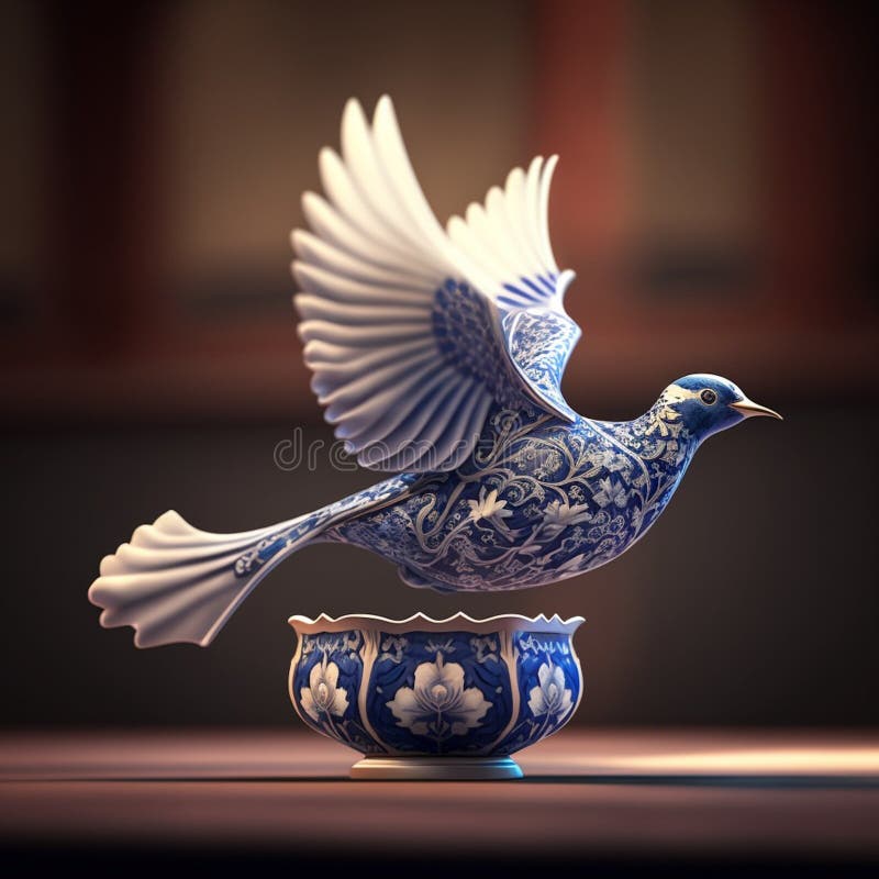 A Blue and White Bird with a Blue and White Bird on it. Stock ...