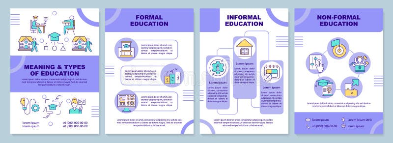 Meaning and Types of Education Purple Brochure Template Stock Vector ...