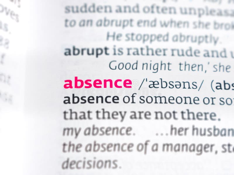 The Meaning of the Word â€œABSENCE Stock Photo - Image of vacancy ...