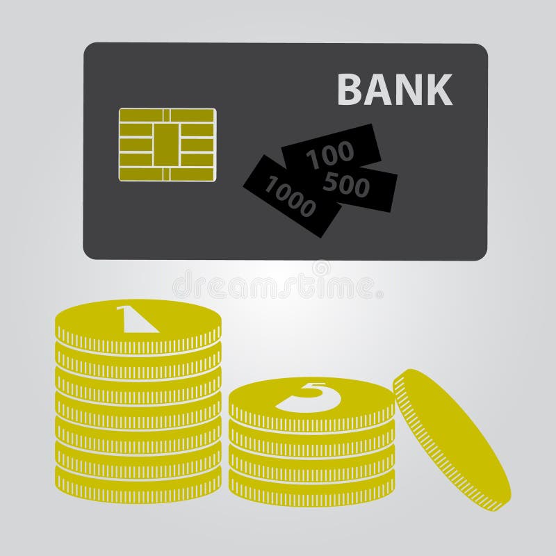 Means of Payment - Money and Card Stock Vector - Illustration of ...