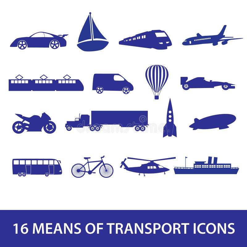 Means of Transport Icon Set Eps10 Stock Vector - Illustration of sports ...