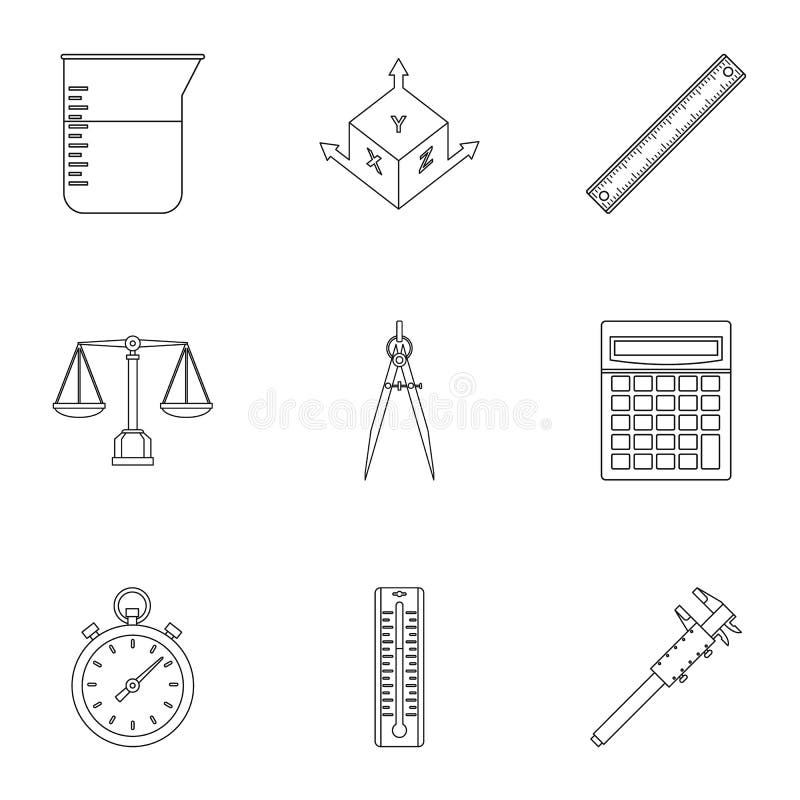 Measure Instrumentation Icon Set, Outline Style Stock Vector ...