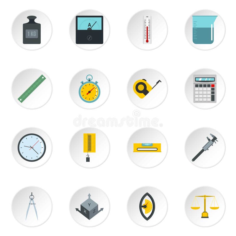 Measure Precision Icons Set in Flat Style Stock Vector - Illustration ...