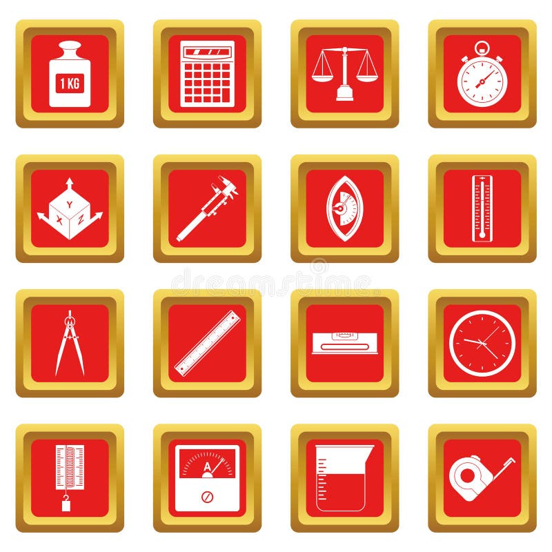 Measure Precision Icons Set Red Stock Vector - Illustration of chisel ...