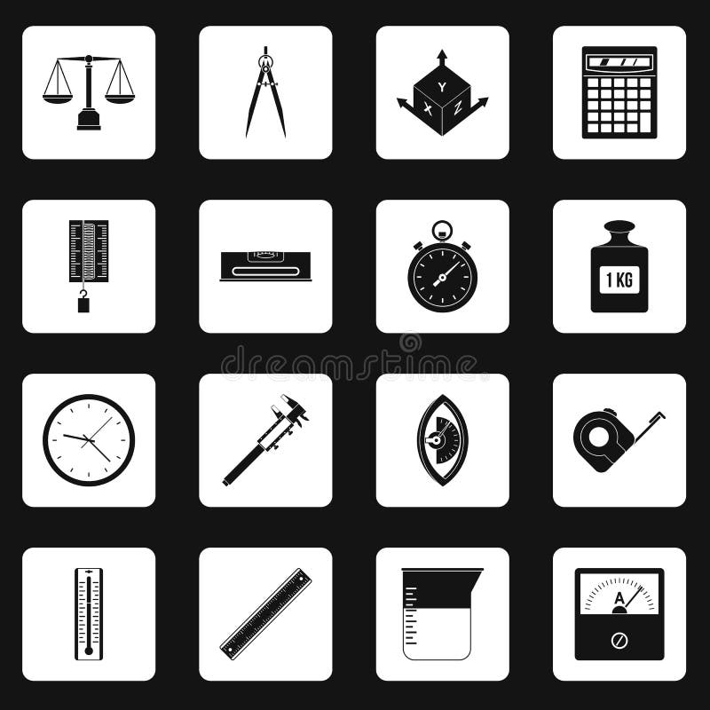 Measure Precision Icons Set Blue Stock Vector - Illustration of load ...
