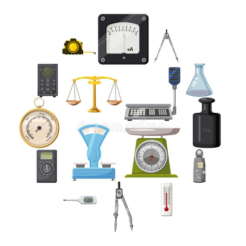 Measure Precision Tools Icons Set, Cartoon Style Stock Vector ...