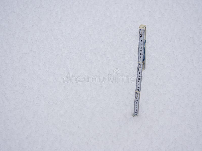 Measure the Snow Depth with a Folding Rule Stock Image - Image of chaos ...