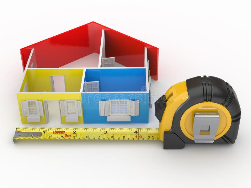 Measure Tape and Abstract Three-dimensional House Stock Illustration ...