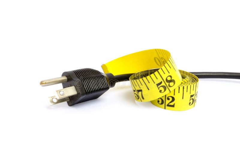 Measure Tape and Electric Plug Stock Image - Image of wire, control ...