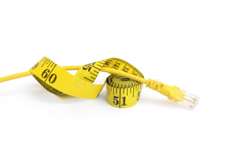 Measure Tape and Ethernet Cable Stock Image - Image of networking ...