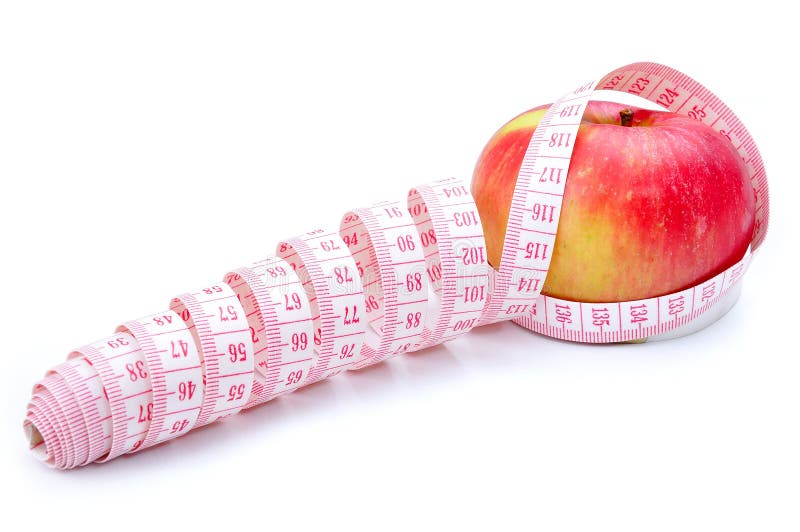 Measure Tools Around Red Apple Stock Image - Image of calorie, care ...