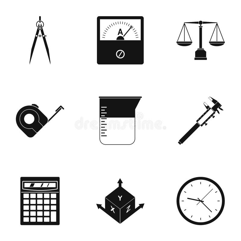 Measure Tools Icon Set, Simple Style Stock Vector - Illustration of ...