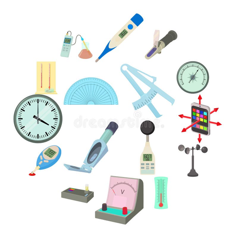 Measure Tools Icons Set, Cartoon Style Stock Vector - Illustration of ...