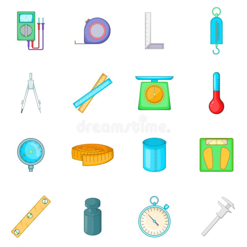 Measure Tools Icons Set, Cartoon Style Stock Vector - Illustration of ...