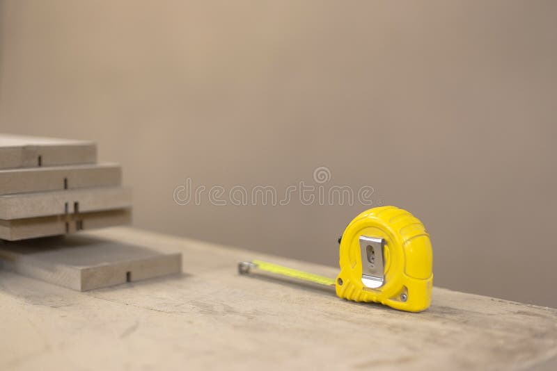 Measure on Work Table in the Carpentry Stock Image - Image of life ...