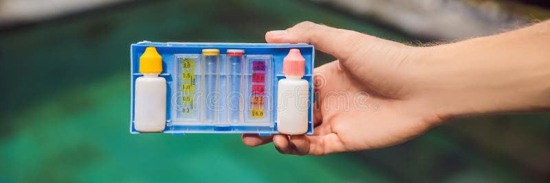 Measurement of Chlorine and PH of a Pool BANNER, LONG FORMAT Stock ...