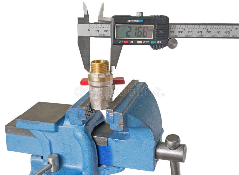 Measurement Copper Pipe Fitting with an Electronic Caliper Stock Photo ...