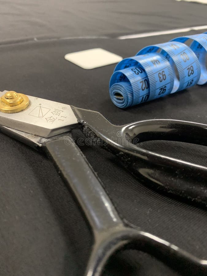 Measurement and Cutting Tools on Black Stock Image - Image of ...